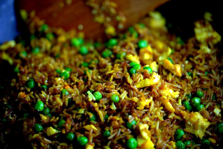 Egg fried rice with turmeric, cumin, soy sauce and sesame oil, a recipe ...